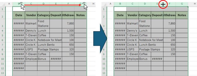 Excel that automatically adjusts the height of "rows" and the width of "columns".